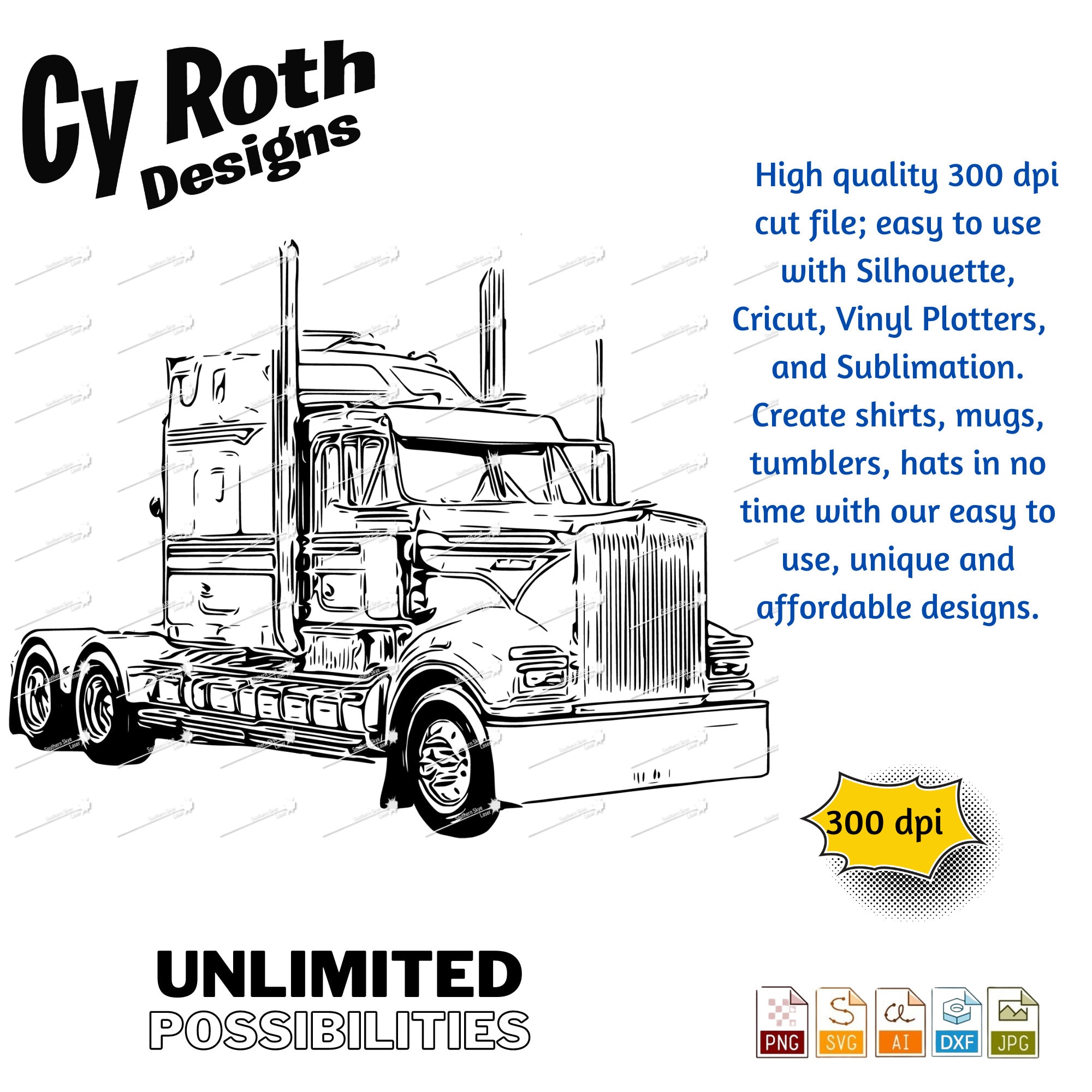 1998 Kenworth T-900 Svg Png Jpg Ai Dxf File, Semi-truck Svg, Trucking ...