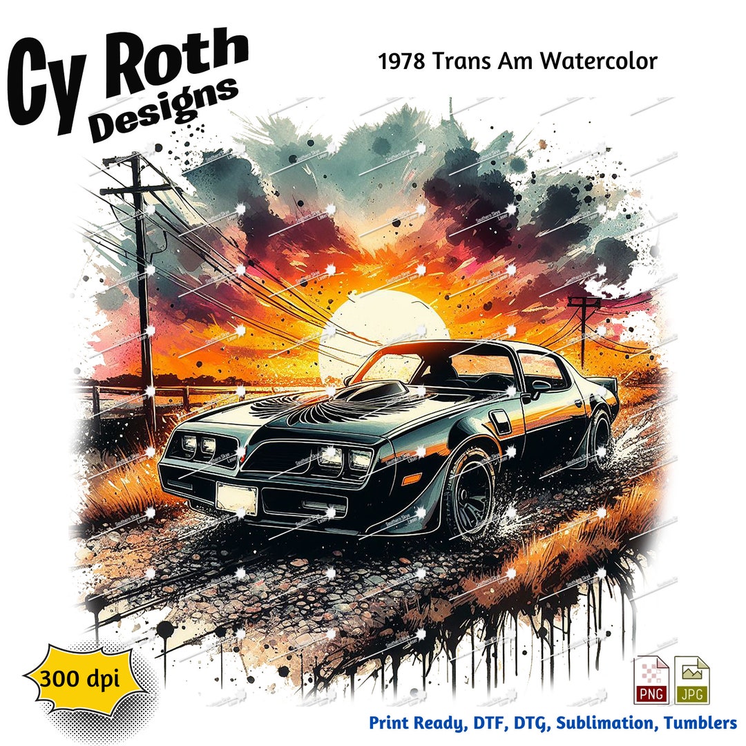 1978 Trans Am Watercolor Print File: DTF DTG Sublimation (digital ...