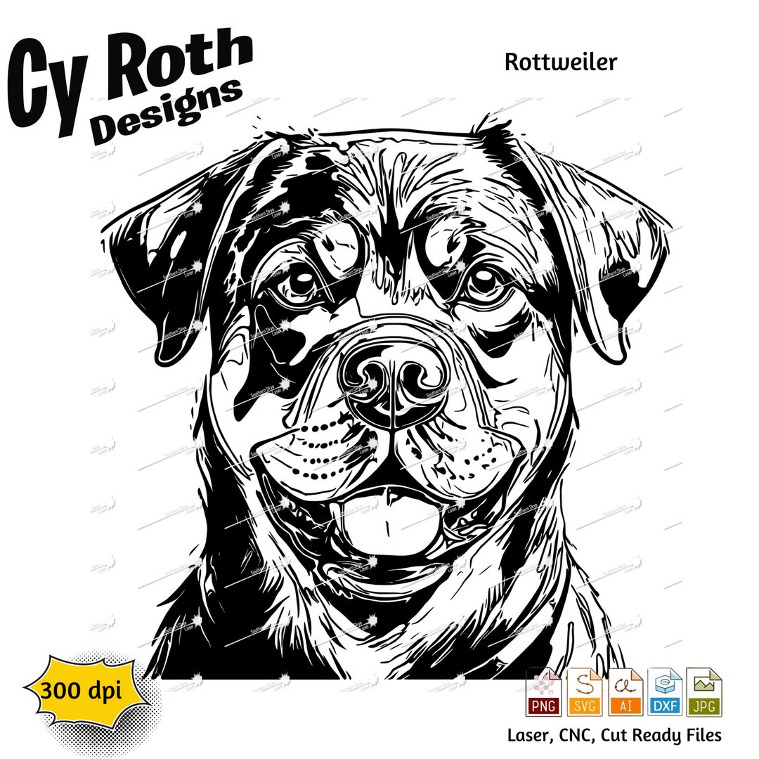 Rottweiler Svg Png Jpg Ai Dxf Files, Silhouette Cricut Cut File, Dtg ...