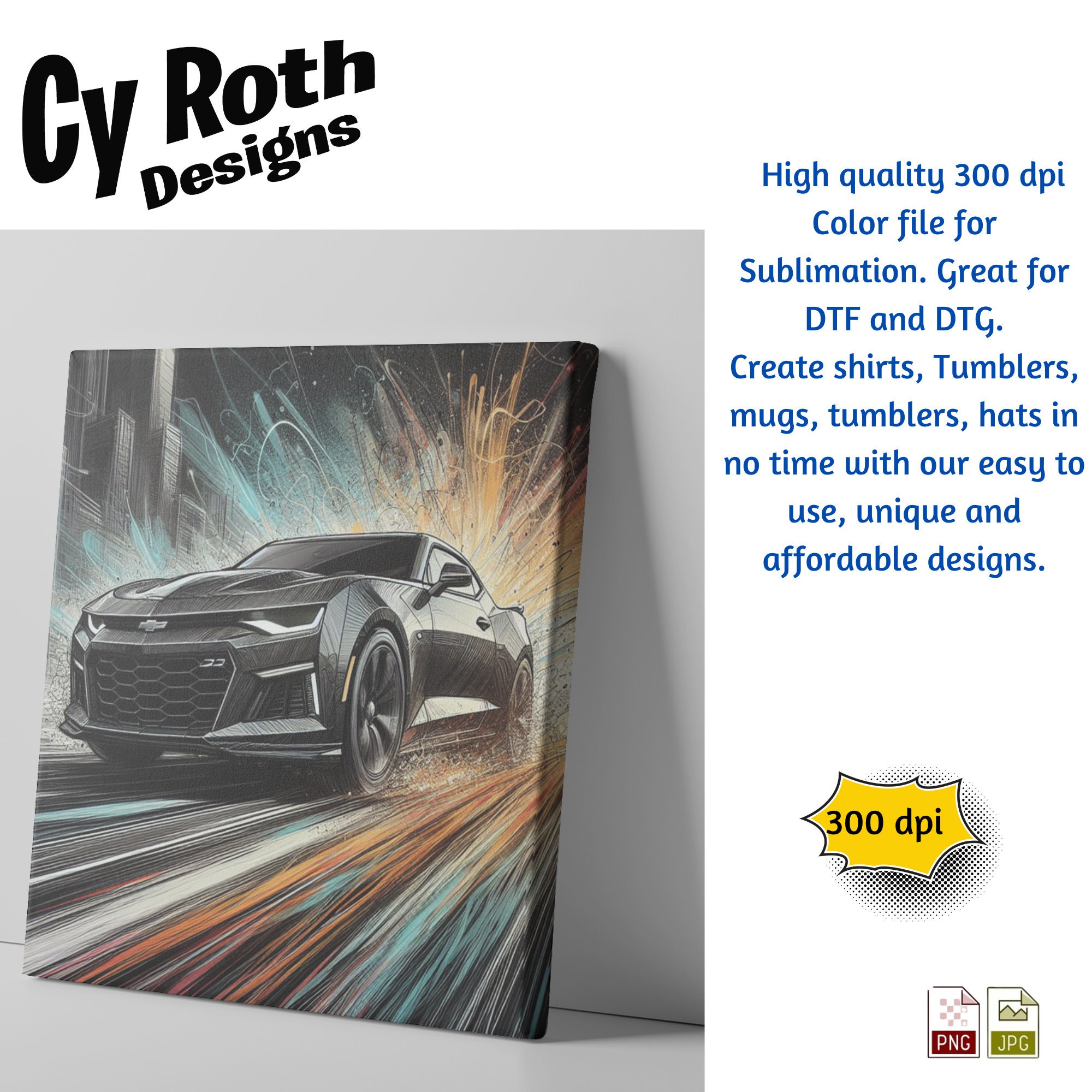 2021 Camaro Printable Wall Art Sublimation DTF DTG Print File and BONUS ...