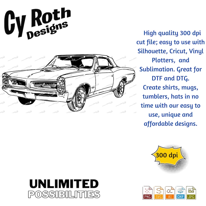 1966 Pontiac GTO Svg Png Jpg Ai Dxf File, Classic, Vintage Car Svg - Etsy