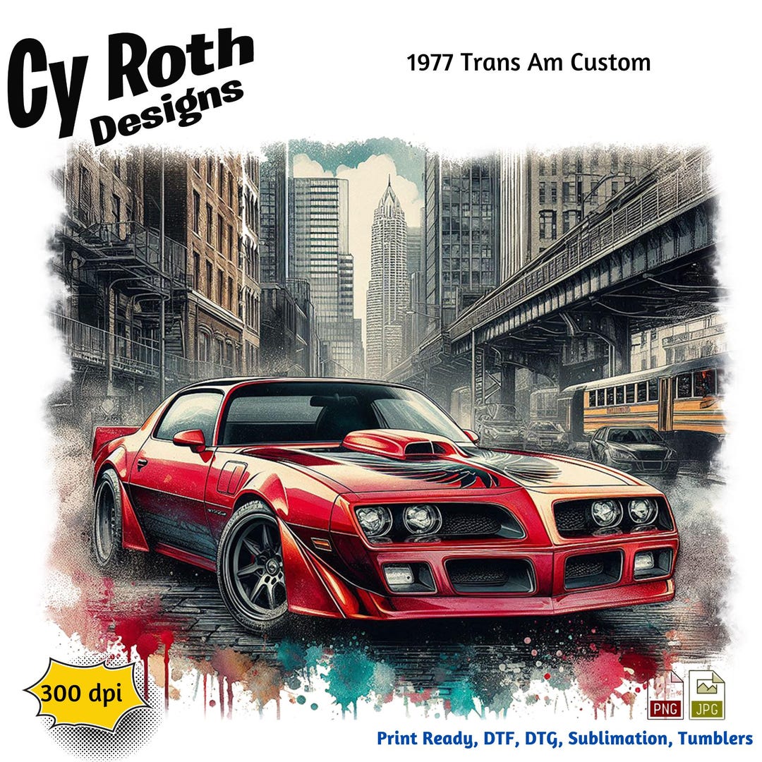 1977 Trans Am Printable Wall Art Sublimation DTF DTG Print File Skinny ...