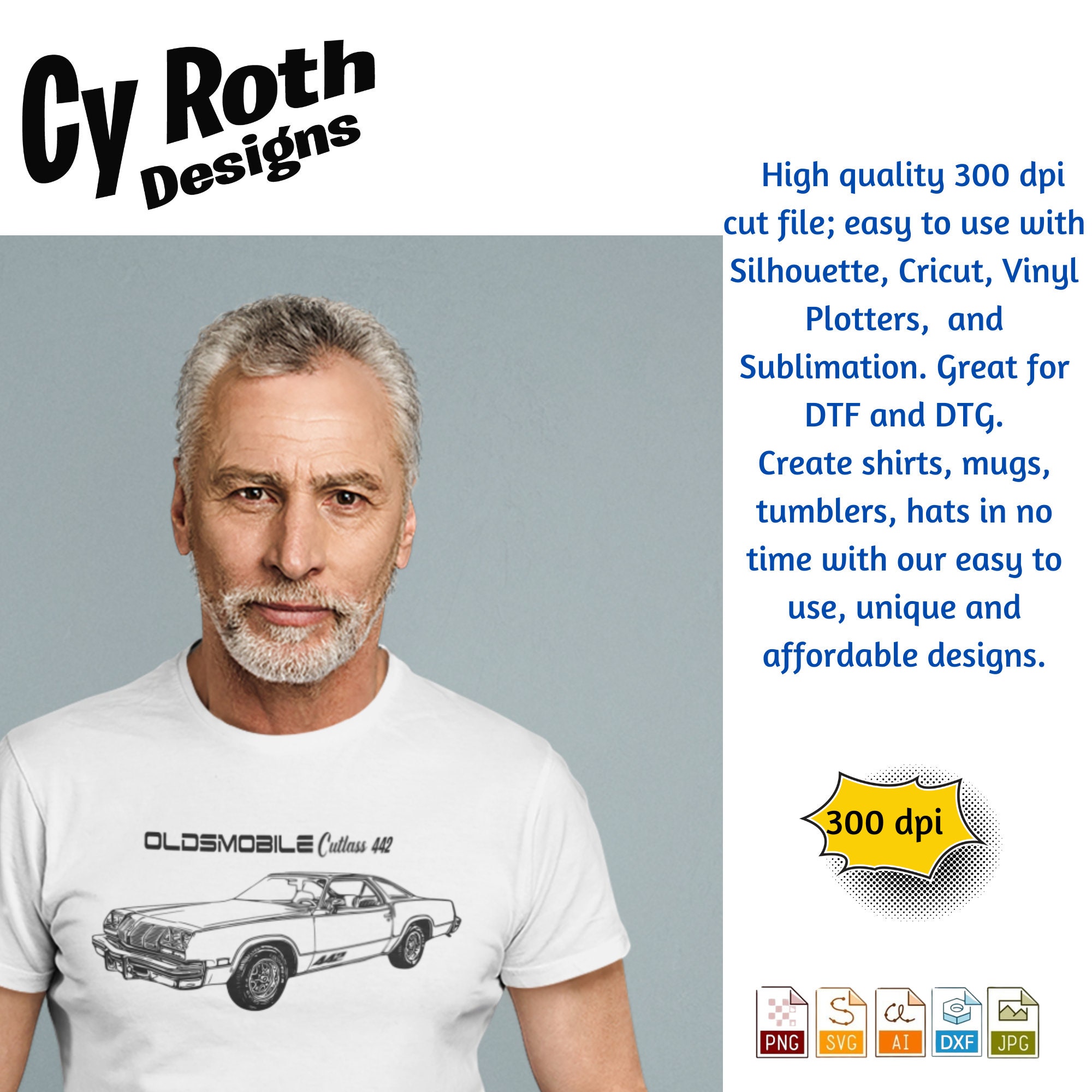 1977 Oldsmobile Cutlass 442 Svg Png Jpg Ai Dxf File, Classic Car Svg ...