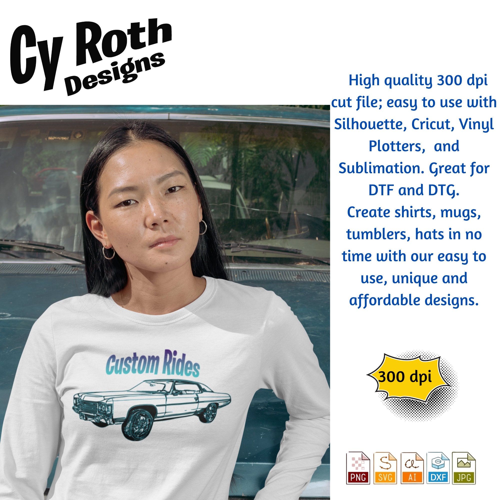 1971 Chevy Impala Svg Png Jpg Ai Dxf File, Classic Car Svg, Low Rider ...