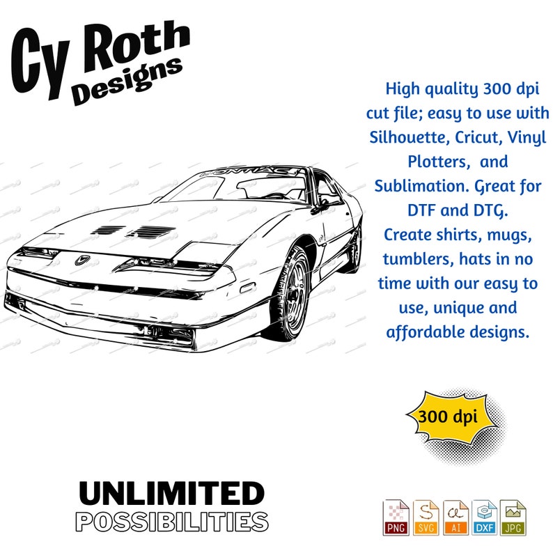 1987 Pontiac Firebird Svg Png Jpg Ai Dxf File, Classic Car Svg - Etsy