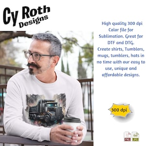 Black Freightliner Dump Truck Color Sublimation DTF DTG Print File and ...