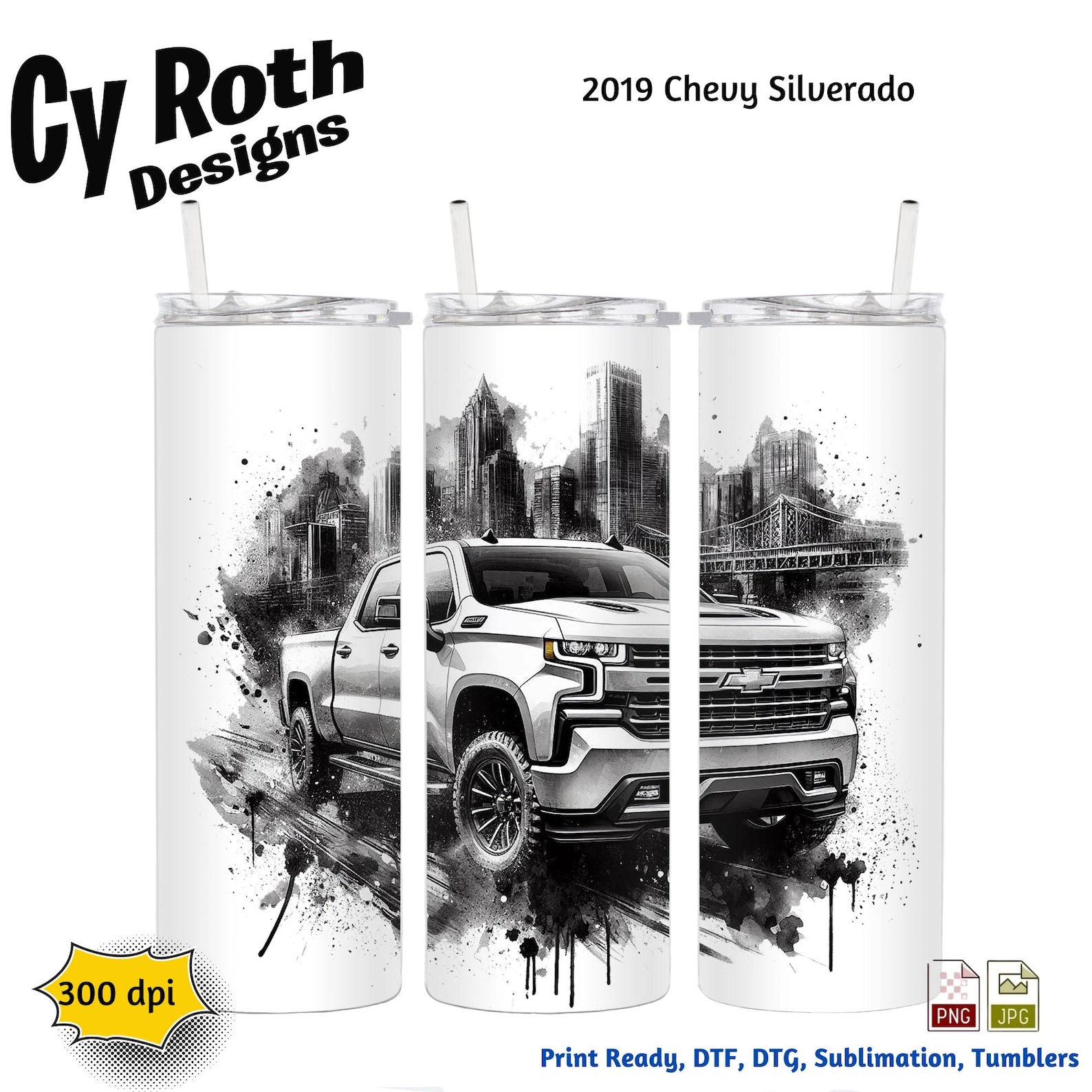 2019 Chevy Silverado Sublimation Print: DTF DTG Transfer, Tumbler ...