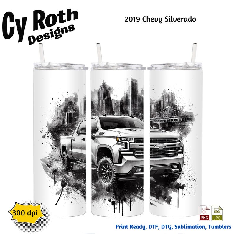 2019 Chevy Silverado Sublimation Print: DTF DTG Transfer, Tumbler ...