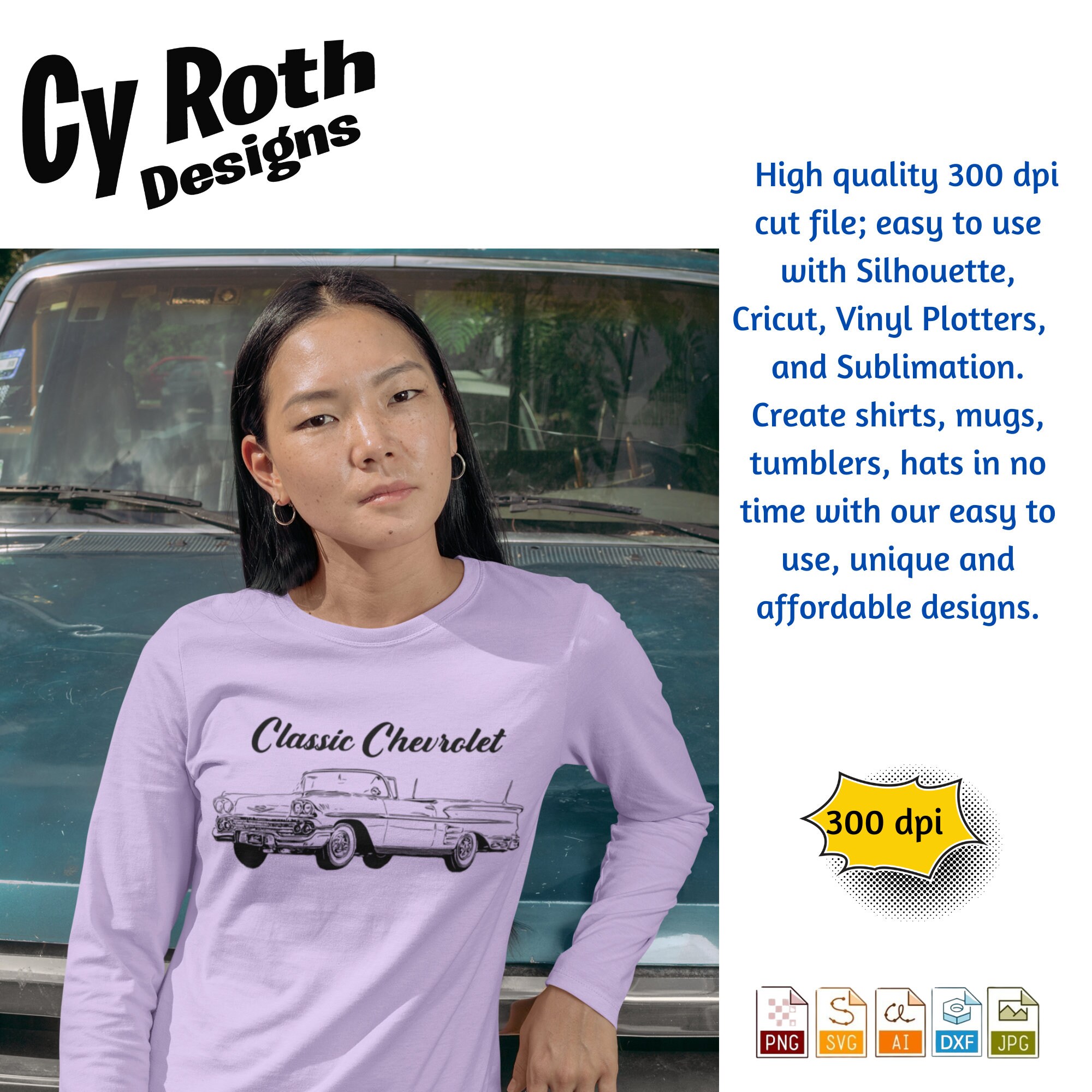 1958 Chevrolet Impala Svg Png Jpg Ai Dxf Dtf Dtg File - Etsy