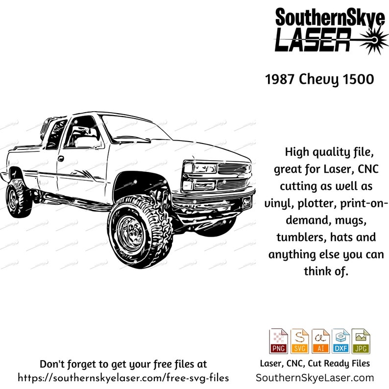 1987 Chevy 1500 Pick-up Truck Vector File (svg, Png, Jpg, Ai, Dxf) - Etsy