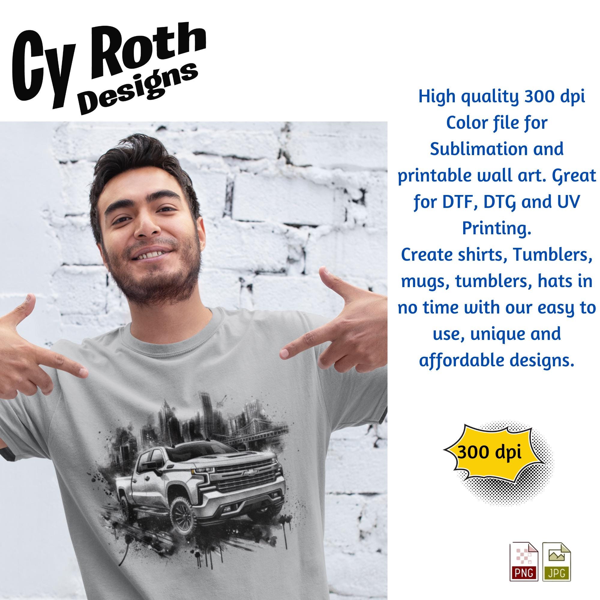 2019 Chevy Silverado Sublimation Print: DTF DTG Transfer, Tumbler ...