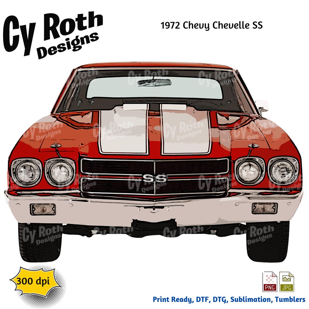 Chevy Chevelle Sublimation Wall Art 20oz Skinny Tumbler PNG JPG File, T ...
