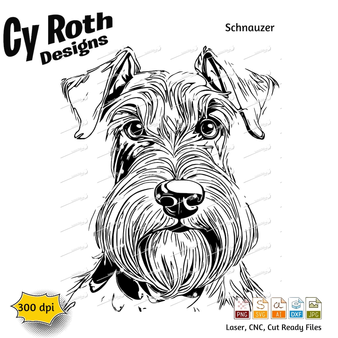 Schnauzer Svg Png Jpg Ai Dxf Files, Silhouette Cricut Cut File, Dtg ...