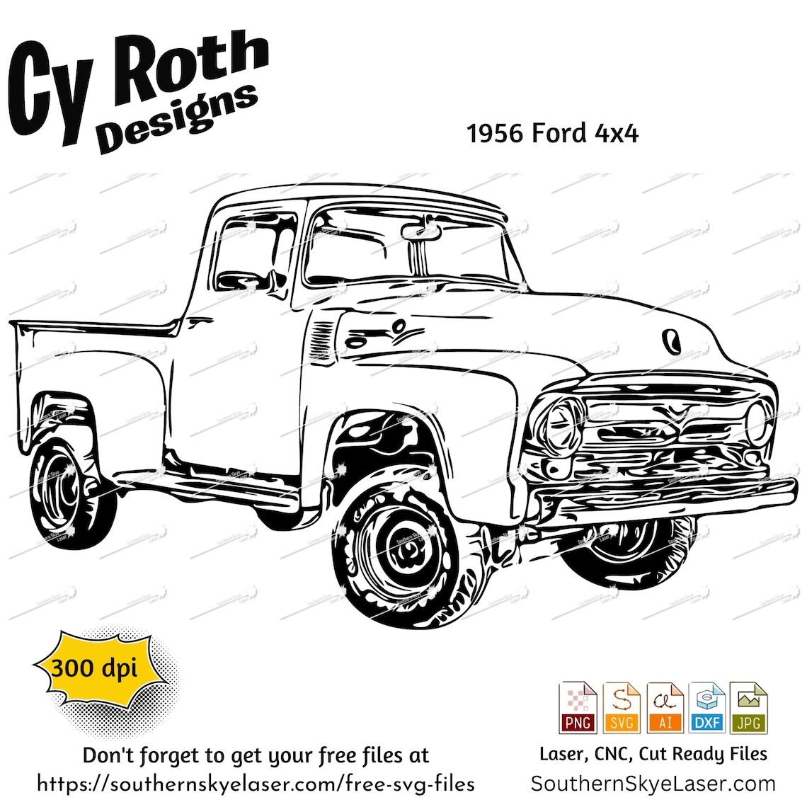 1956 Ford Svg Png Jpg Ai Dxf File, Vintage Car Svg, Pick-up Svg, Truck ...