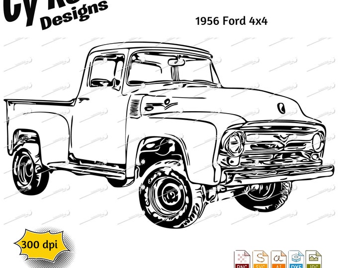 SVG Vintage Ford Truck Silhouette Cut Files Designs, Clip Art, Paper ...