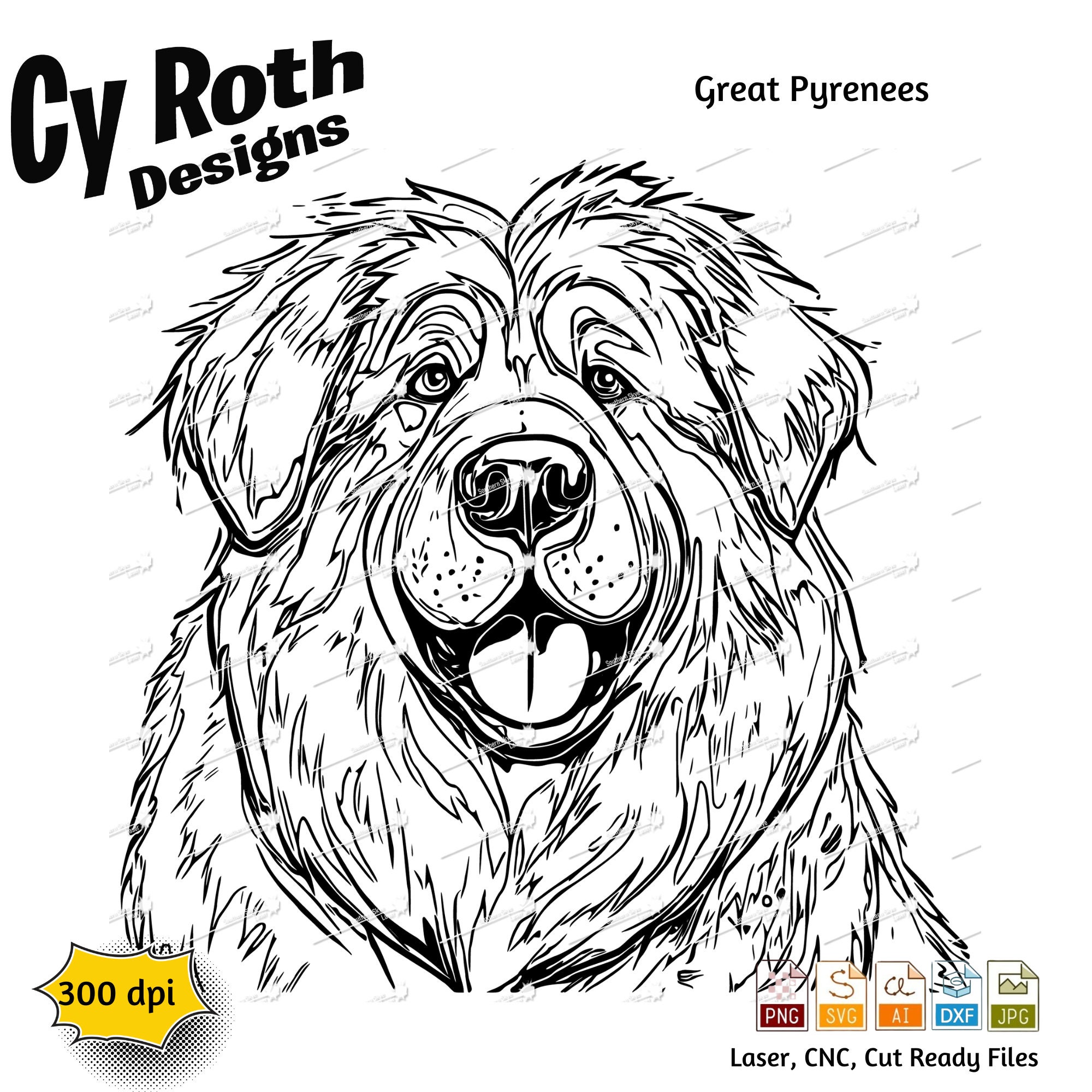 Great Pyrenees Svg Png Jpg Ai Dxf Files, Silhouette Cricut Cut File ...
