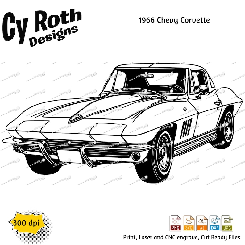 1966 Chevy Corvette Svg Png Jpg Ai Dxf File, Classic Car Svg - Etsy