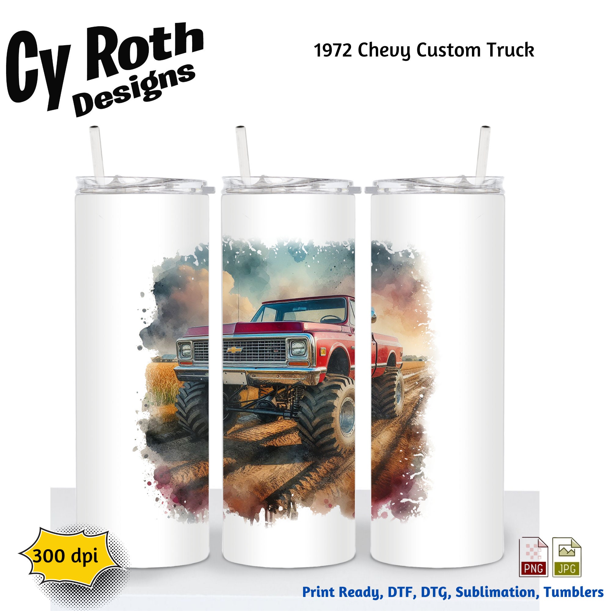1972 Chevy Truck Color Sublimation DTF DTG Print File and BONUS Tumbler ...