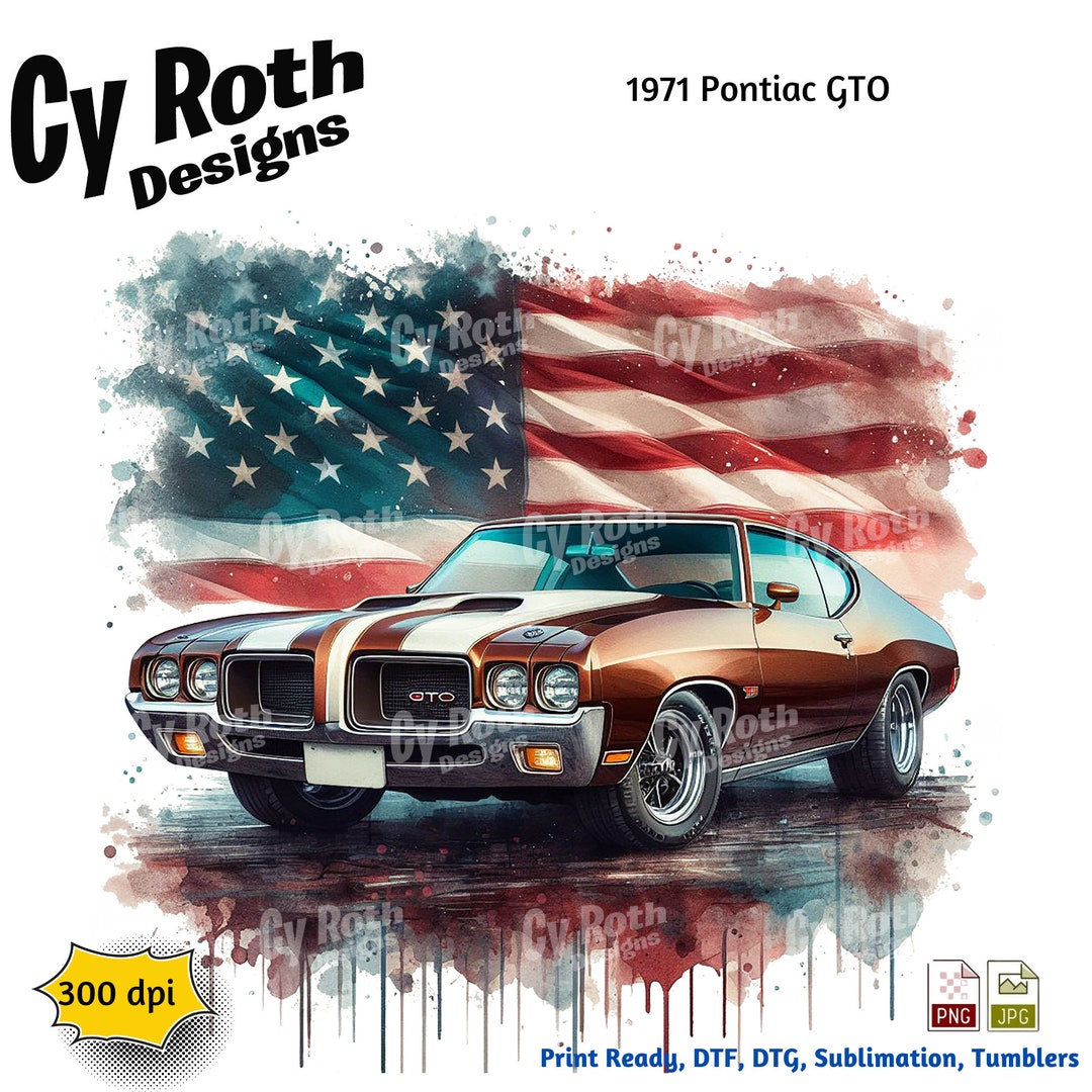 1971 Pontiac GTO Sublimation, Dtf DTG Print File, T-shirt Transfer ...