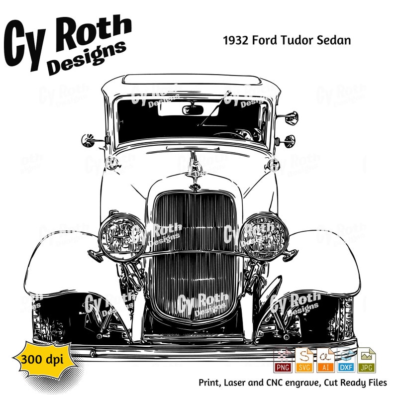 1932 Ford Sedan Svg Png Jpg Ai Dxf File, Classic Car Svg, Vintage Car ...