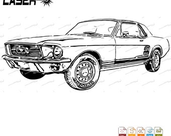 Ford Mustang 1967 Front View Vector Cut File - Etsy UK