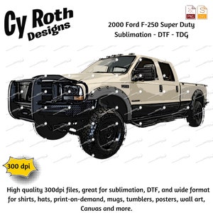 2000 Ford F-250 Super Duty Color Drawing: Sublimation Print File (bonus ...
