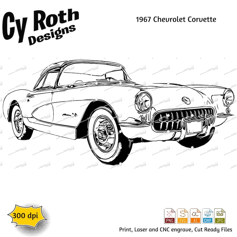 1957 Chevrolet Corvette Svg Png Jpg Ai Dxf File, Classic Car Svg ...