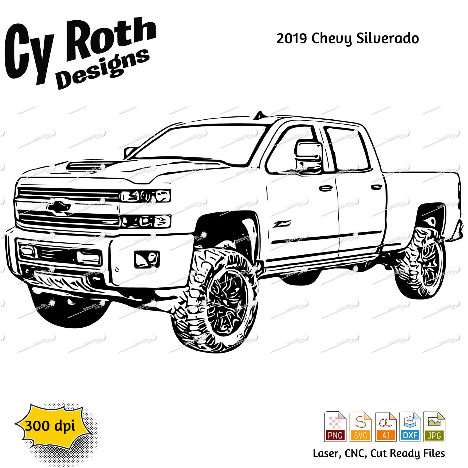 2019 Chevy Silverado Svg Png Jpg Ai Dxf File. 4x4 Truck Downloadable ...