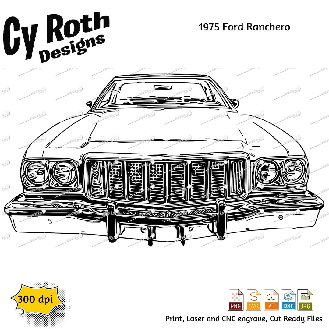 1975 Ford Ranchero Svg Png Jpg Ai Dxf File, Classic Car Svg, Vintage ...