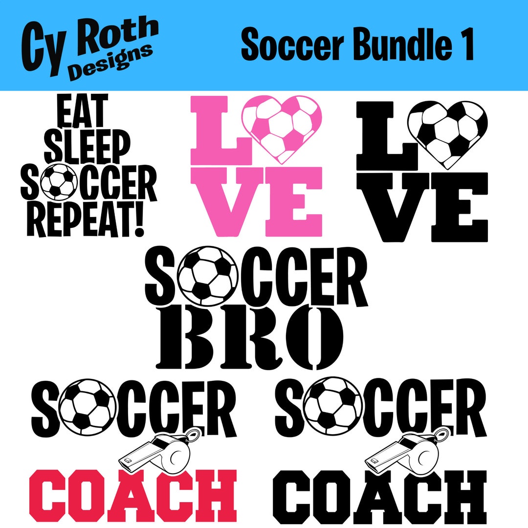 Soccer SVG Bundle: 9 Designs, Cricut & Silhouette Cut Files - Etsy