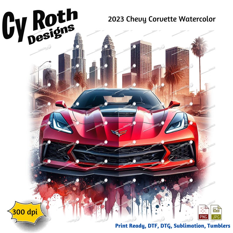 2023 Chevy Corvette Color Sublimation DTF DTG Print File and BONUS ...