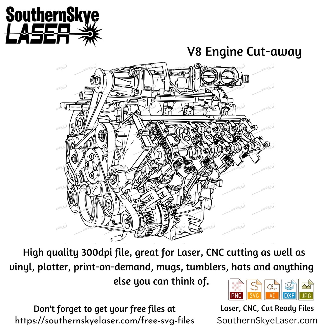 V8 Engine Cut-away Svg Png Jpg Ai Dxf File - Etsy