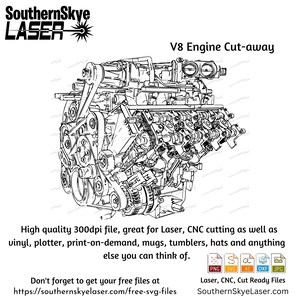 V8 Engine Cut-away Svg Png Jpg Ai Dxf File - Etsy
