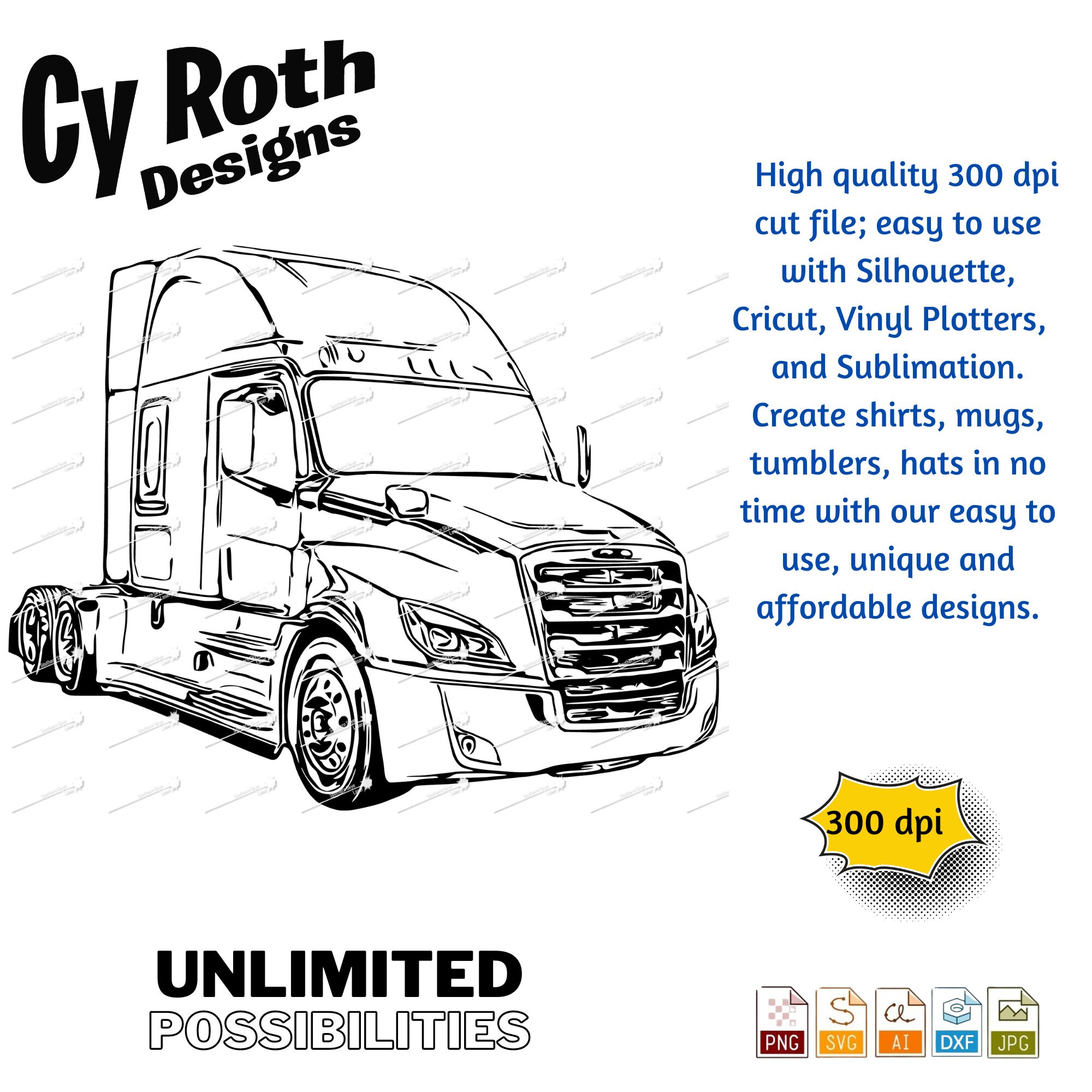 2020 Freightliner Cascadia Svg Png Jpg Ai Dxf File, Truck Svg, Trucking ...