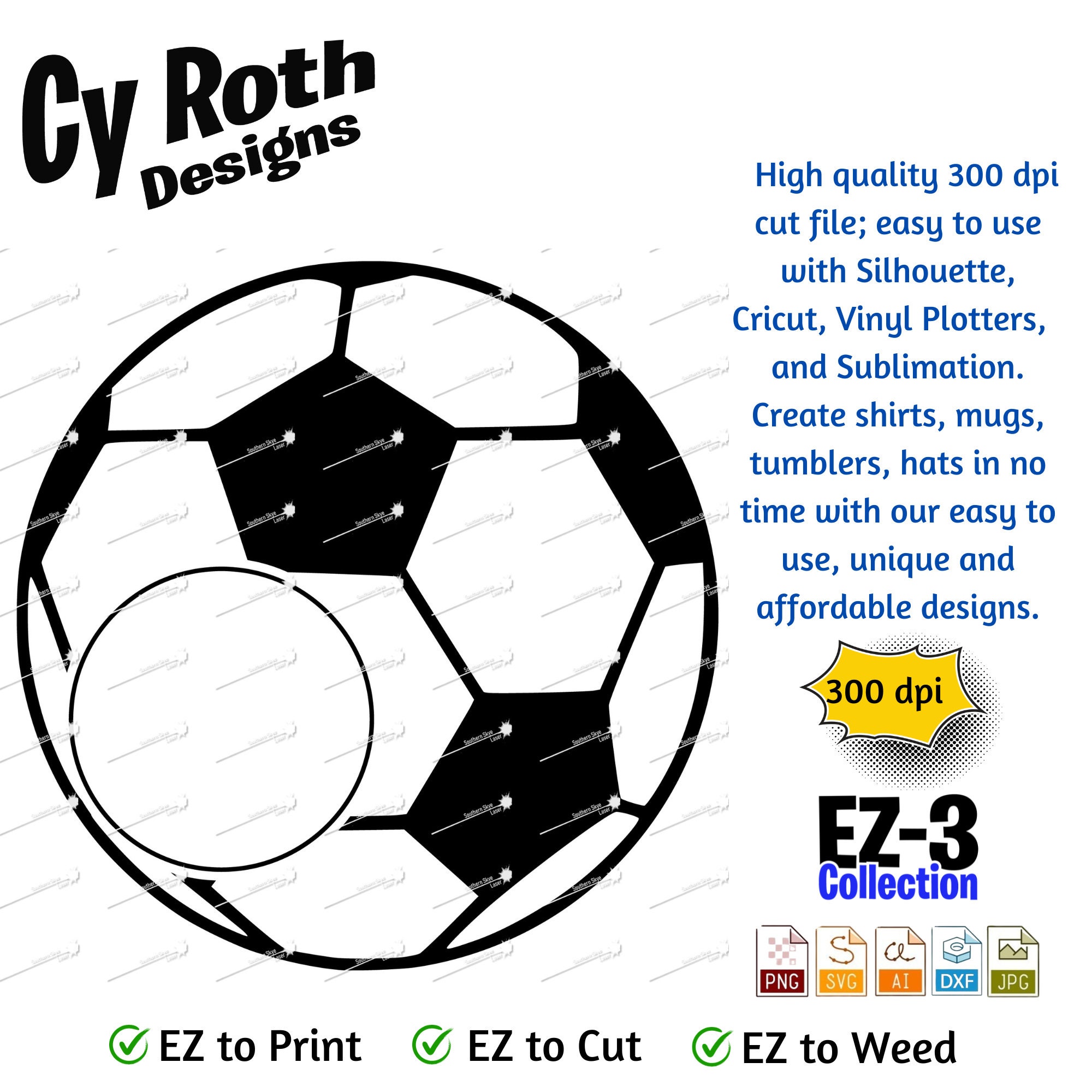 Soccer Monogram Svg Png Jpg Ai Dxf File, Silhouette Cricut Cut File ...