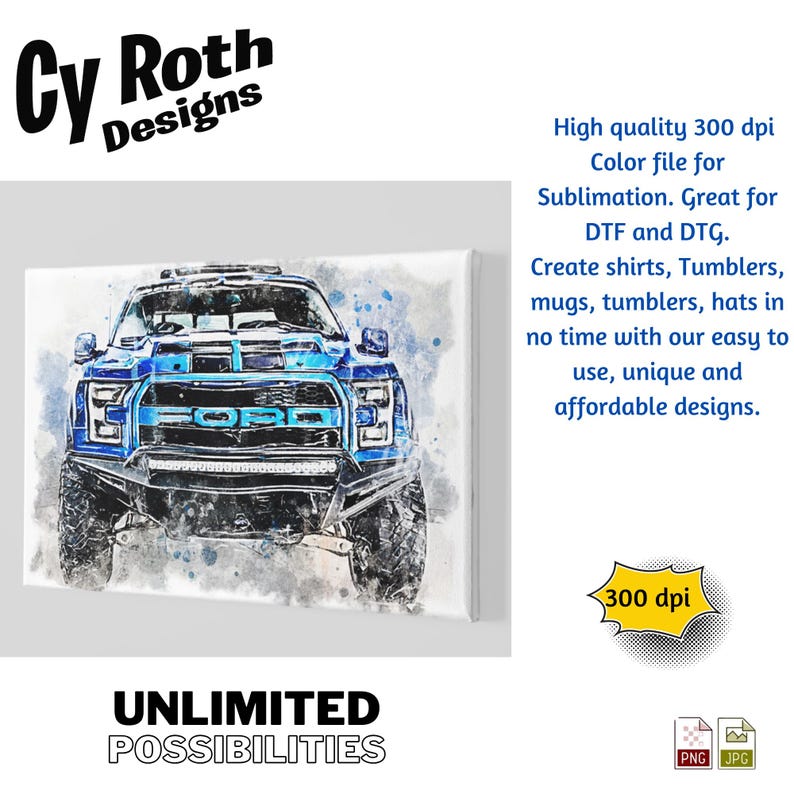 2020 Ford F-150 Raptor Sublimation Dtf DTG Print File and BONUS Tumbler ...