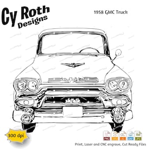 1958 GMC Truck Svg Png Jpg Ai Dxf File, Vintage Truck Svg, Classic Car ...
