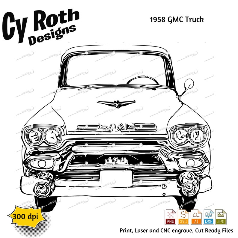 1958 GMC Truck Svg Png Jpg Ai Dxf File, Vintage Truck Svg, Classic Car ...