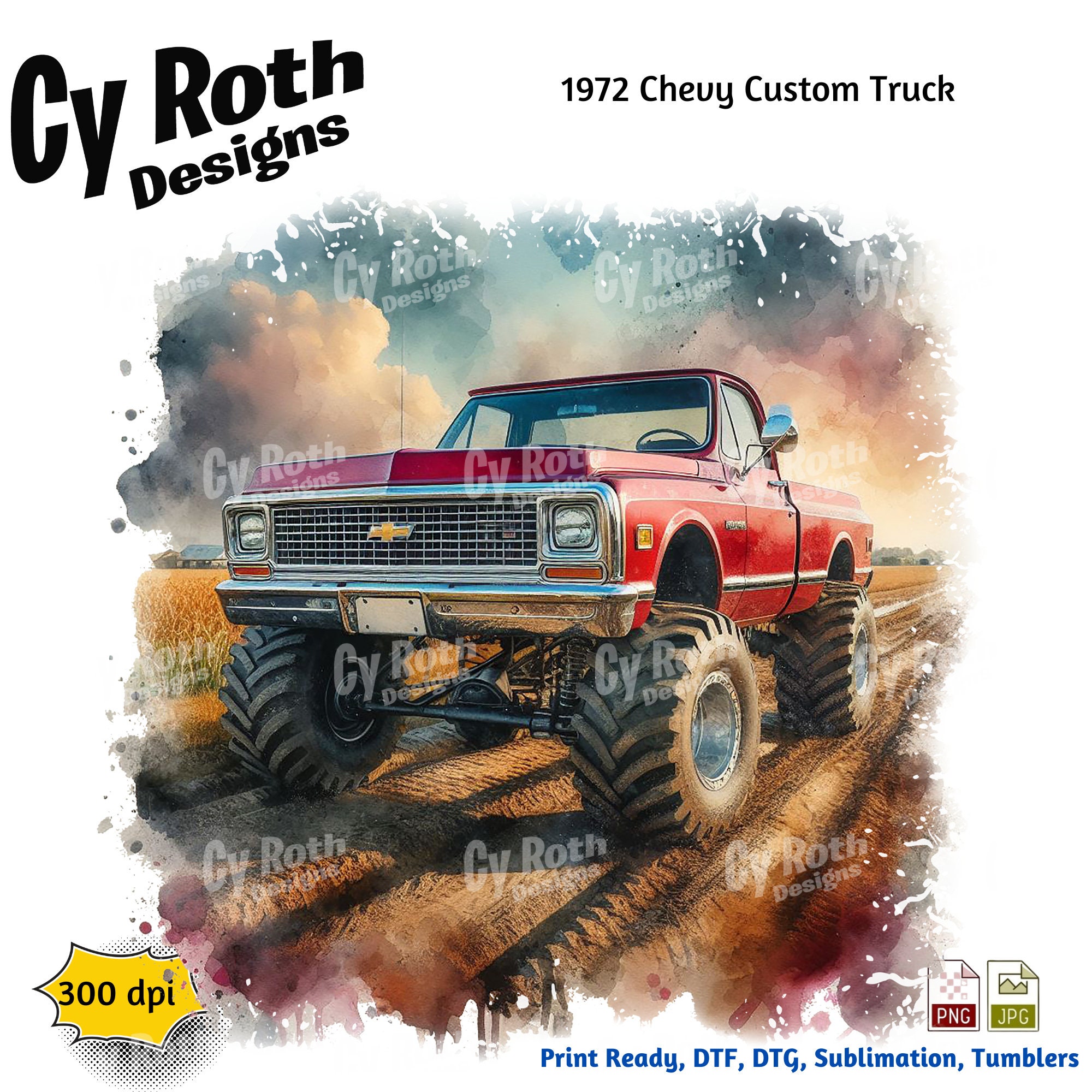 1972 Chevy Truck Color Sublimation DTF DTG Print File and BONUS Tumbler ...