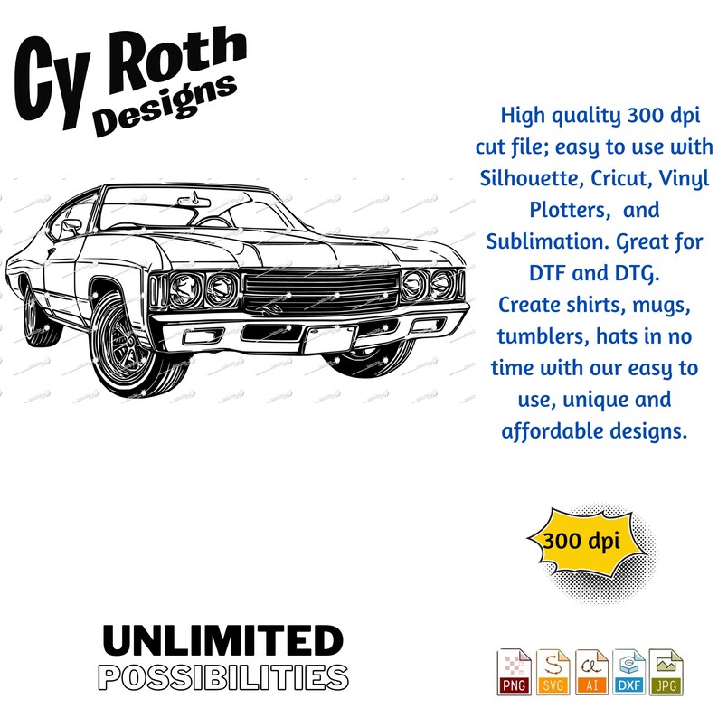 1972 Chevy Impala Svg Png Jpg Ai Dxf File, Classic Car Svg - Etsy