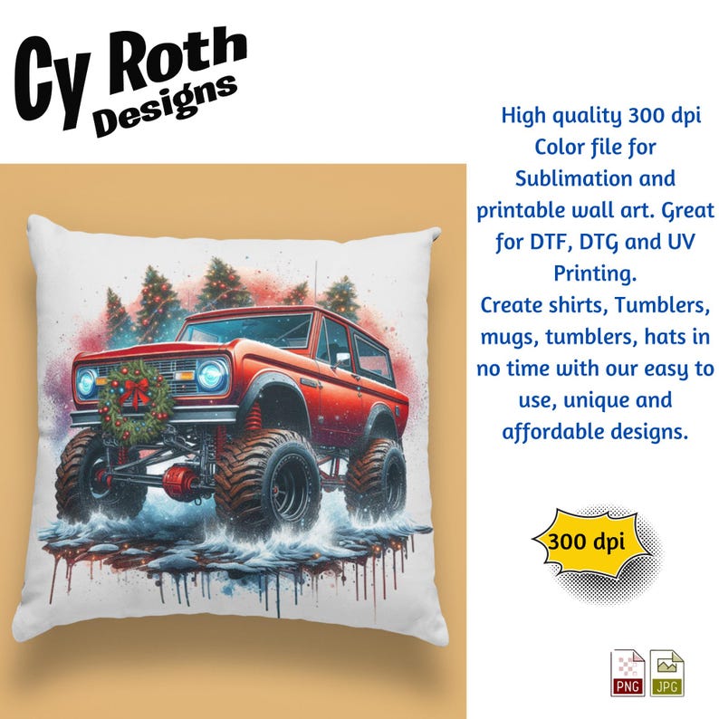 Ford Bronco Christmas Sublimation Design: Tumbler, Shirt, Junk Journal ...
