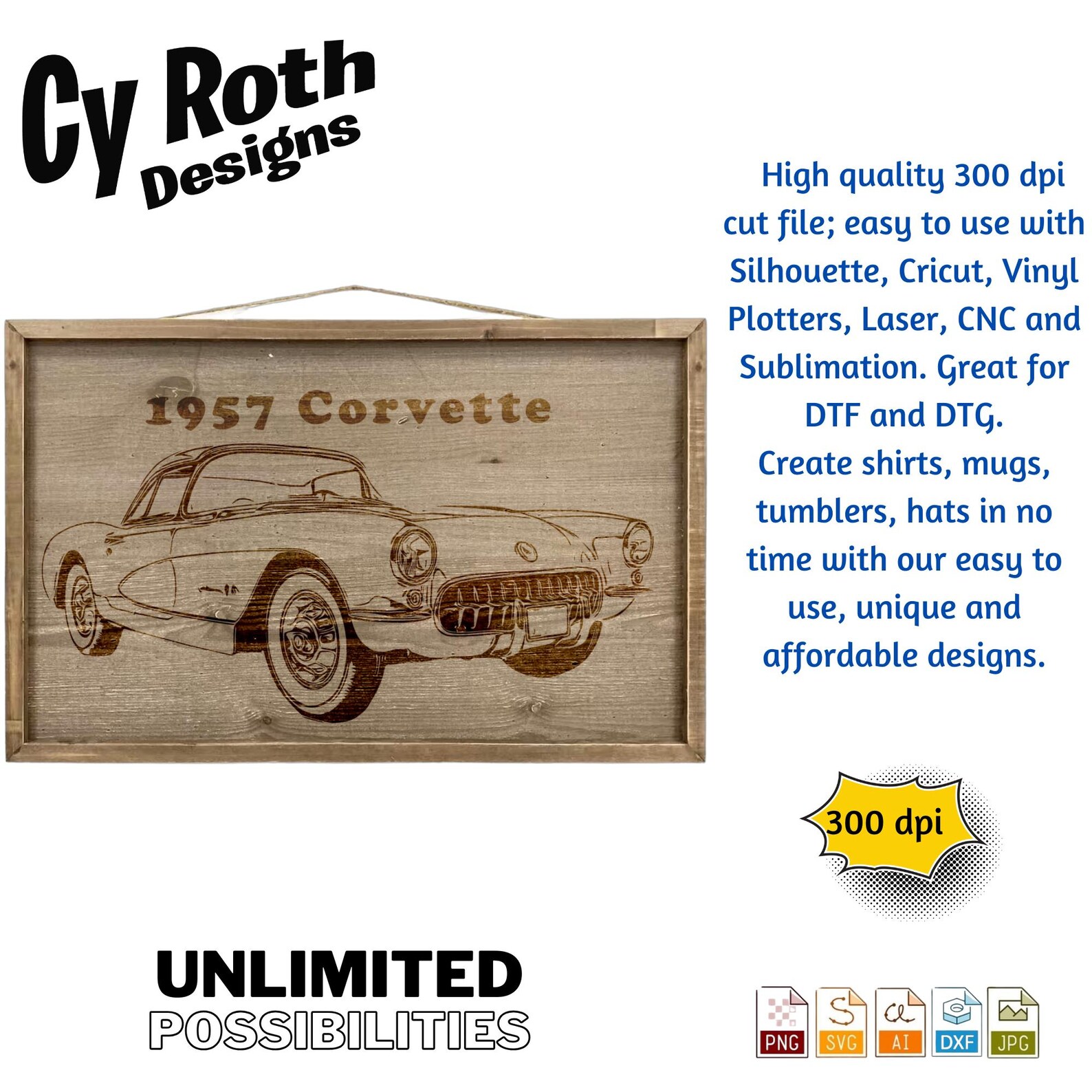 1957 Chevrolet Corvette SVG: Classic Car Vector Files (digital Download ...