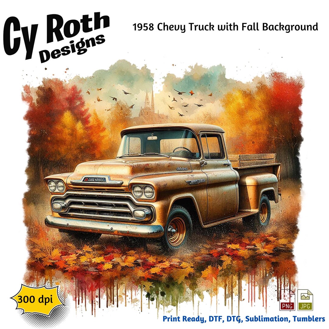 Fall 1958 Chevy Truck Sublimation Design (PNG, SVG) - Etsy