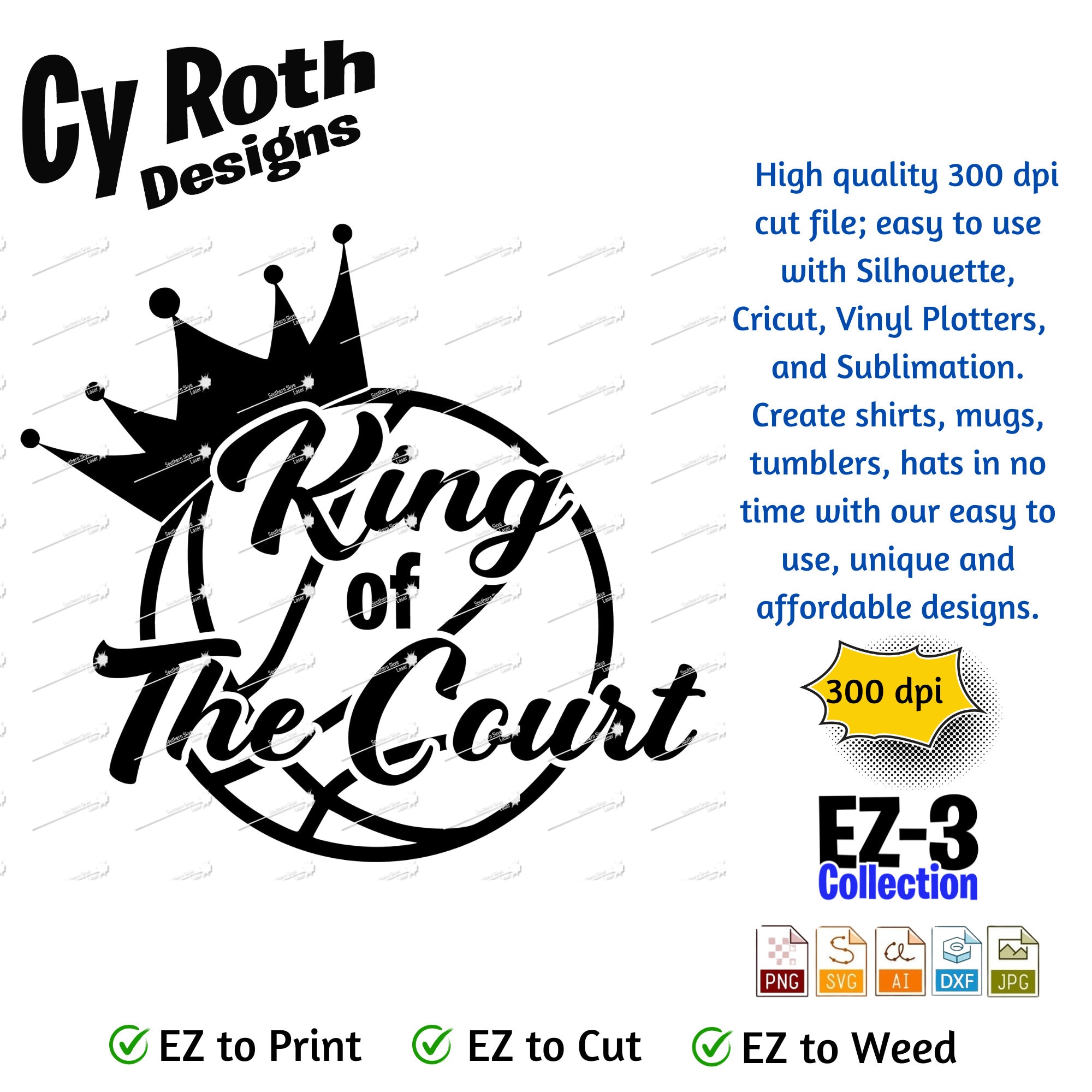 King of the Court Svg Png Jpg Ai Dxf File, Silhouette Cricut Cut File ...