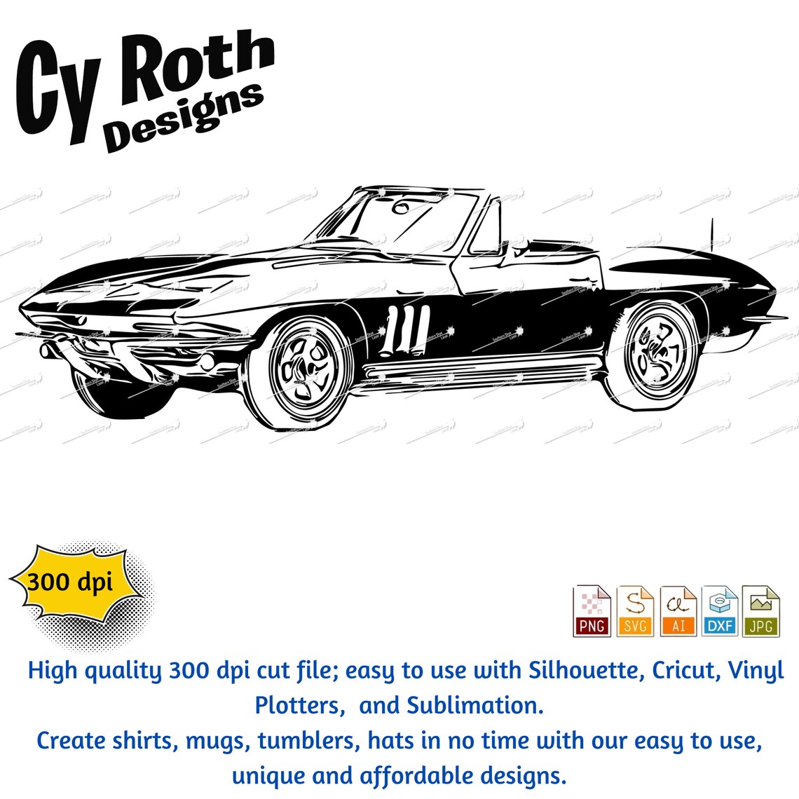 1966 Chevy Corvette Svg Png Jpg Ai Dxf Dtf Dtg File - Etsy