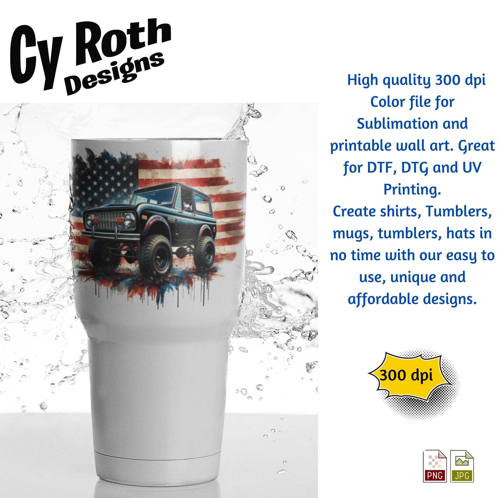 1972 Ford Bronco Sublimation Wall Art 20oz Skinny Tumbler PNG JPG File ...