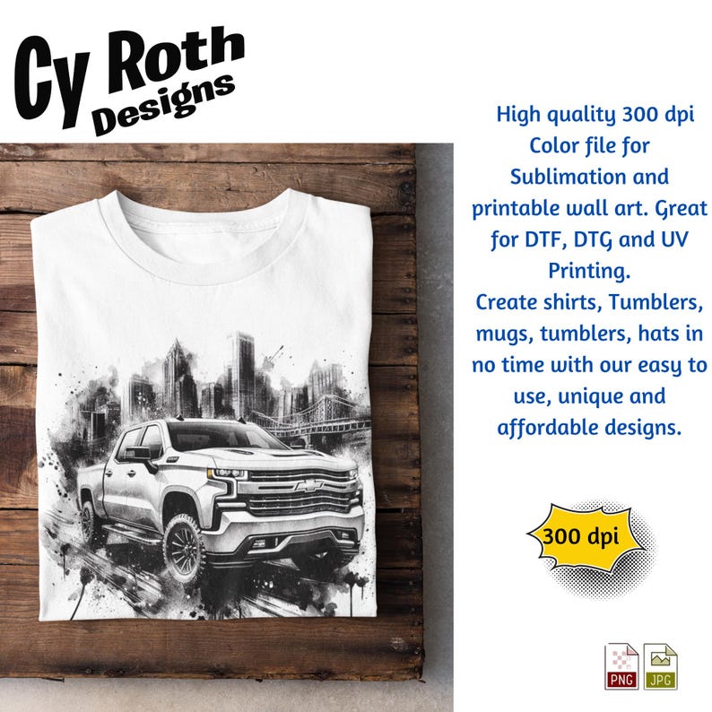 2019 Chevy Silverado Sublimation Print: DTF DTG Transfer, Tumbler ...