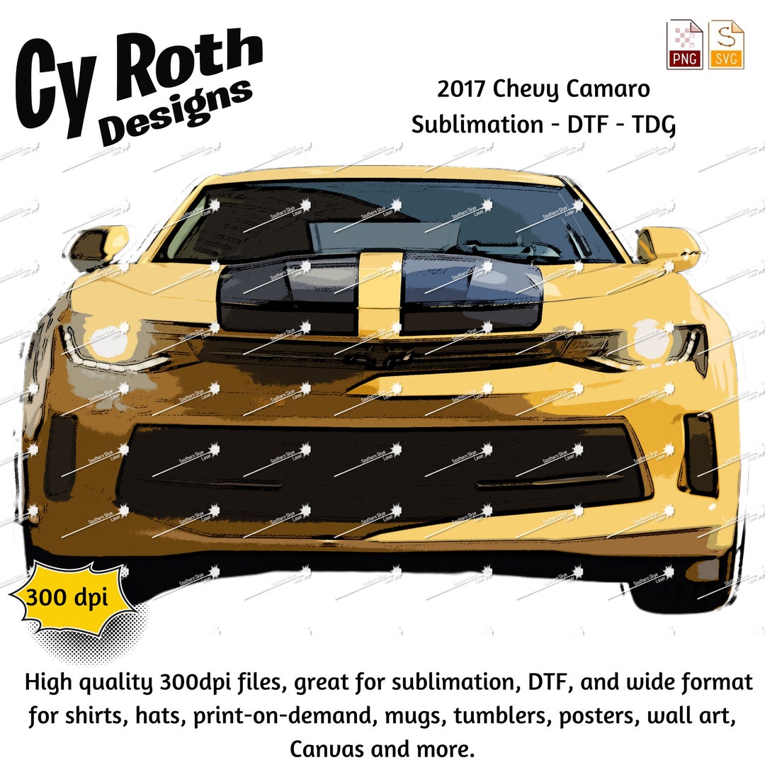 2017 Chevy Camaro Color Drawing Sublimation DTF DTG Print File and ...