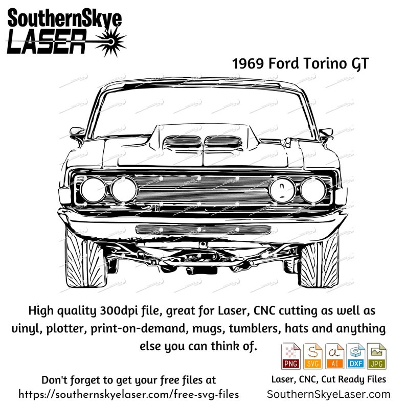 1969 Ford Torino GT Svg Png Jpg Ai Dxf File - Etsy