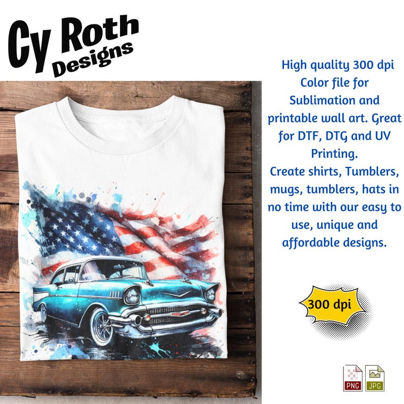 1957 Chevy Bel Air Sublimation Print: Tumbler & Shirt Transfer (digital ...